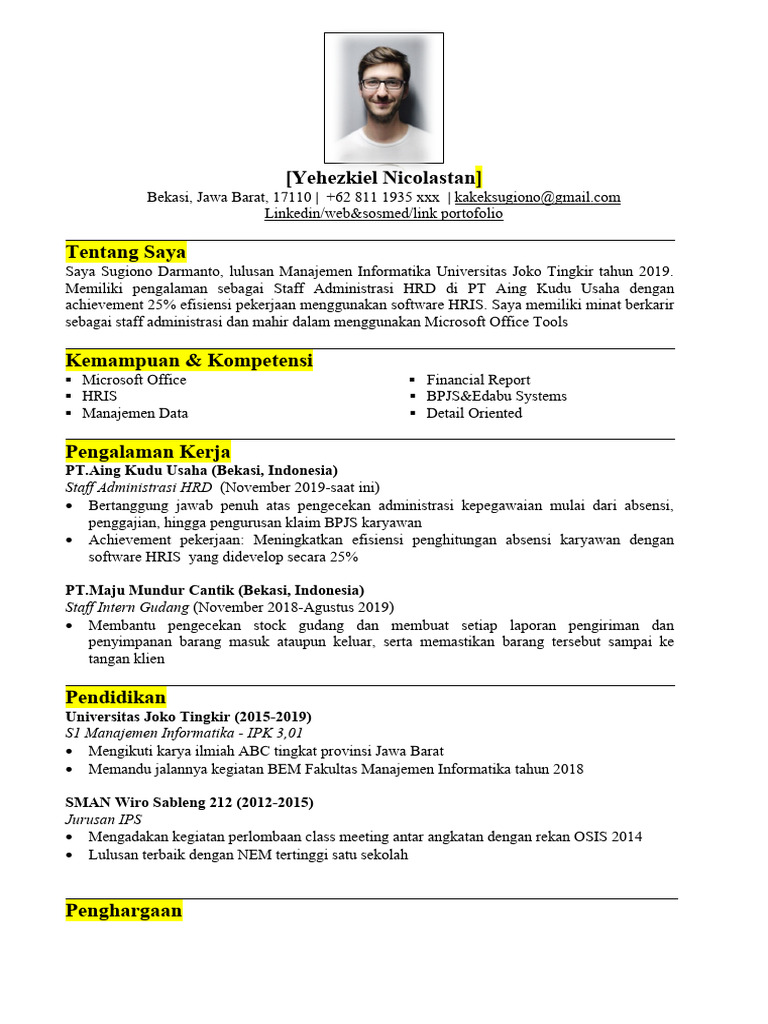 Contoh CV Fix | PDF
