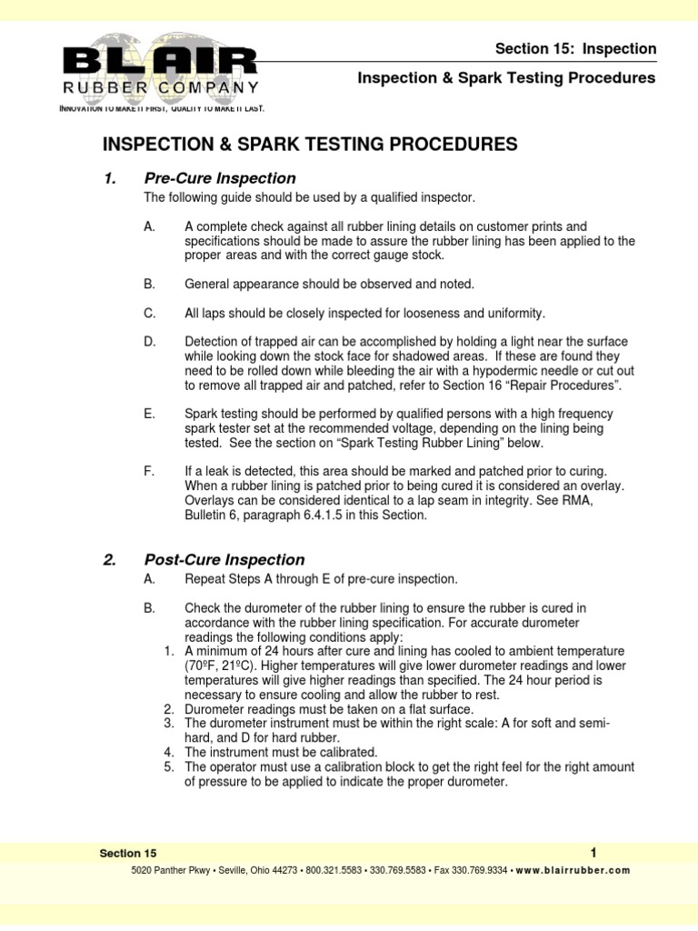 Inspection Spark Testing | PDF