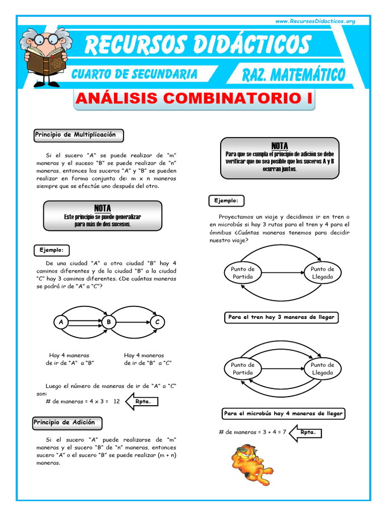 Ejercicios de Analisis Combinatorio para Cuarto de Secundaria | PDF ...