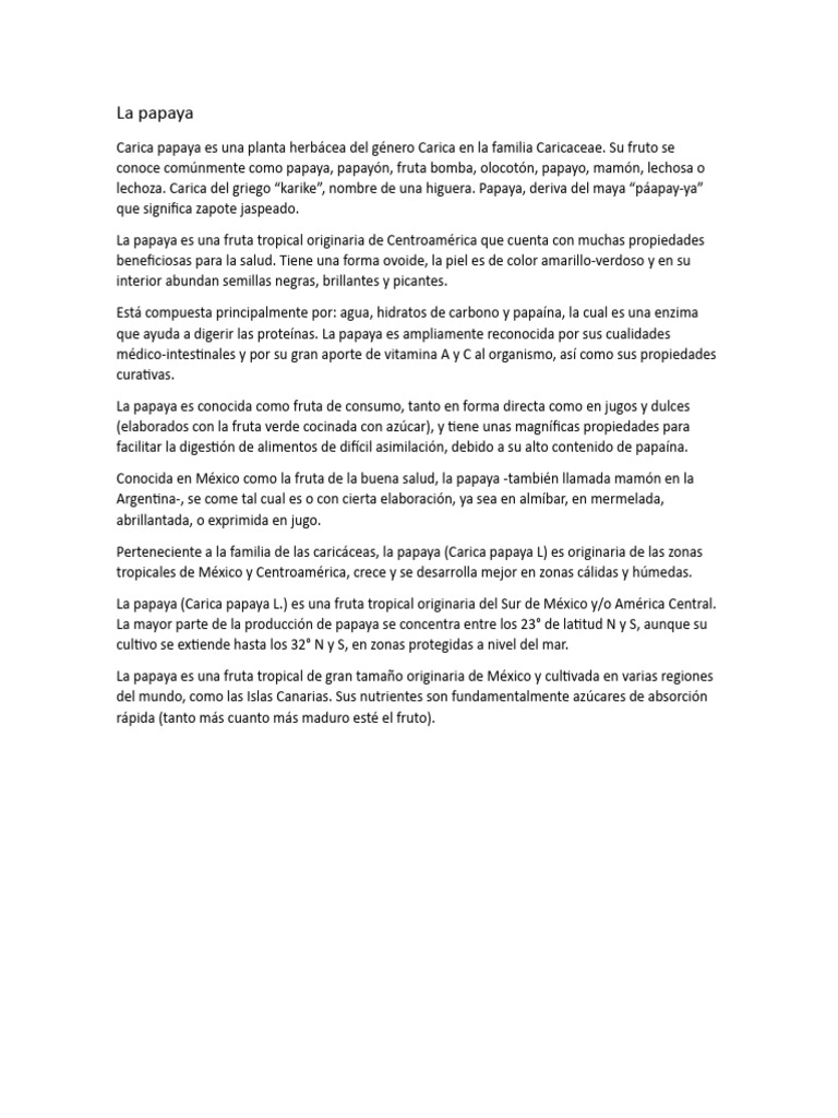 La Papaya Proyecto Escolar 2B | PDF