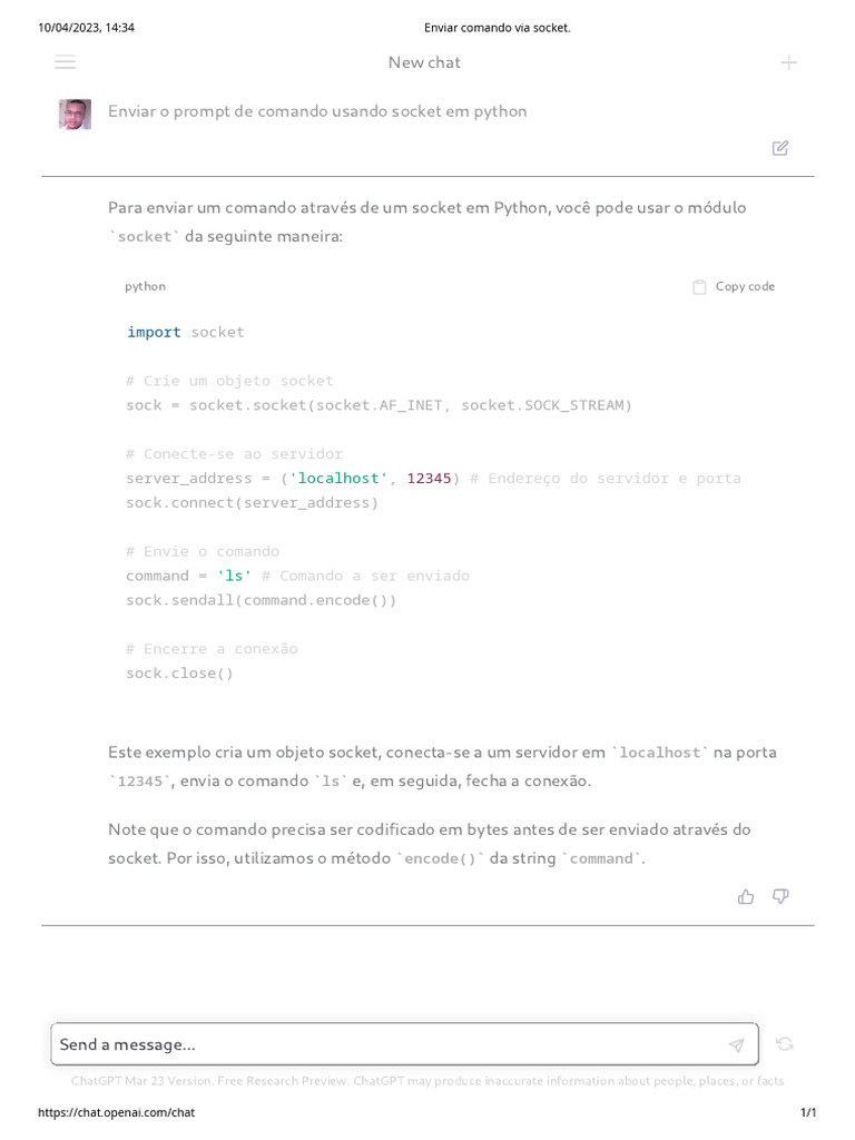 Enviar Comando Via Socket | PDF