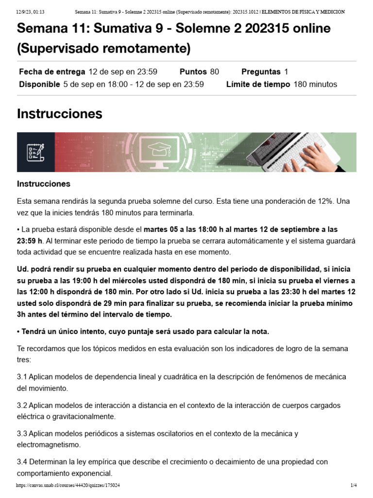 Semana 11 - Sumativa 9 - Solemne 2 202315 Online (Supervisado Remotamente) - 202315.1012 ...