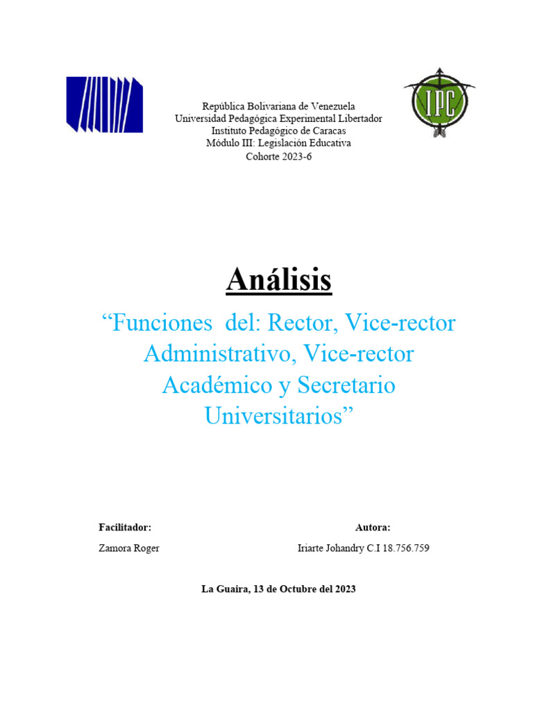 Funciones Del Rector | PDF | Universidad | Venezuela