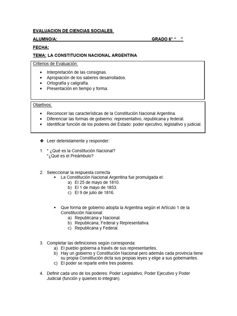 Evaluacion de Ciencias Sociales | PDF