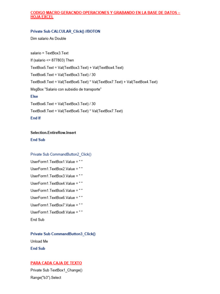 Codigo Macro Geracndo Operaciones y Grabando en La Base de Datos | PDF
