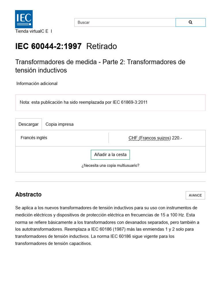 Cei 60044-2 - 1997 - Visualización (Antigua Norma) | PDF | Transformador