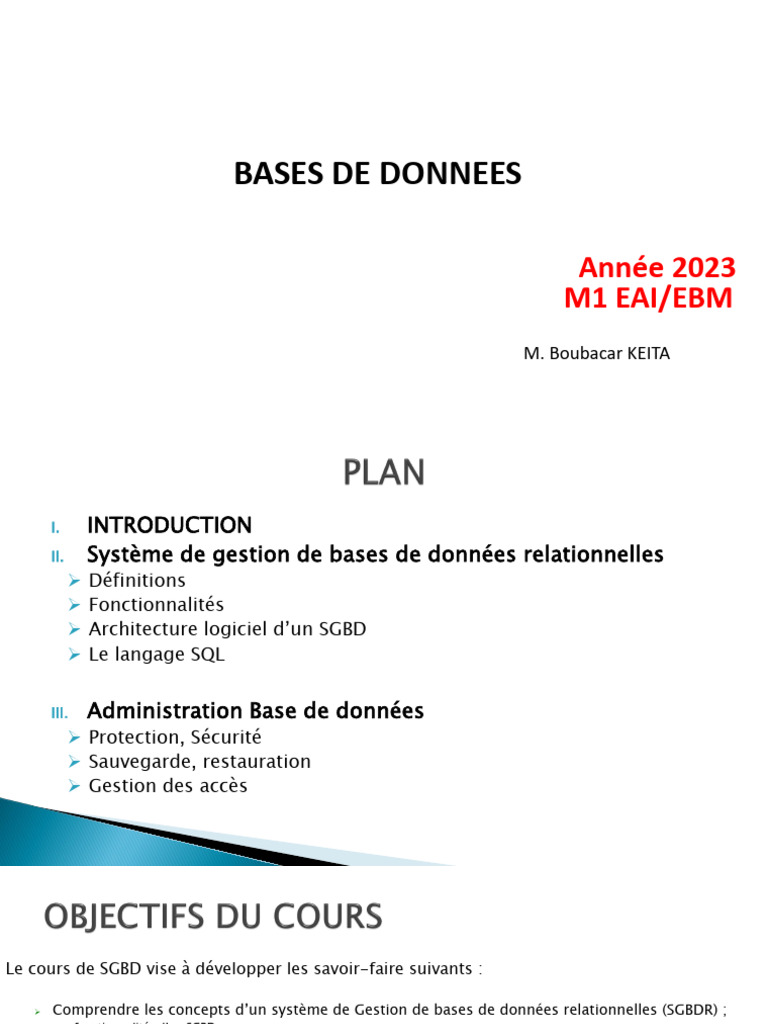 Cours BD m1 Eai 2023 | PDF | Modèle relationnel | Base de données relationnelle