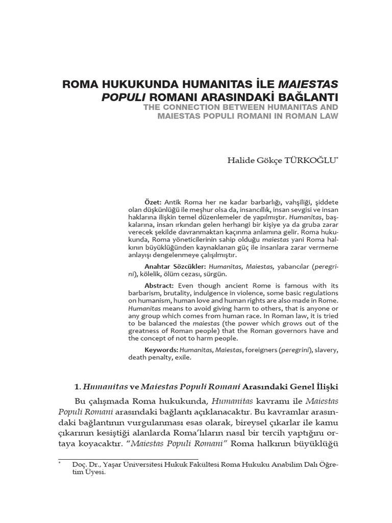 Roma Hukukunda Humanitas Kavramı | PDF