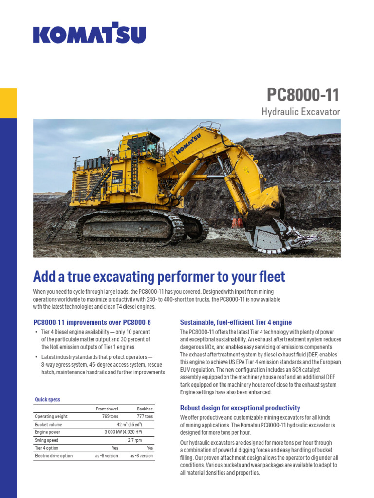 Komatsu PC8000-11 Excavator Overview | PDF | Exhaust Gas | Engines