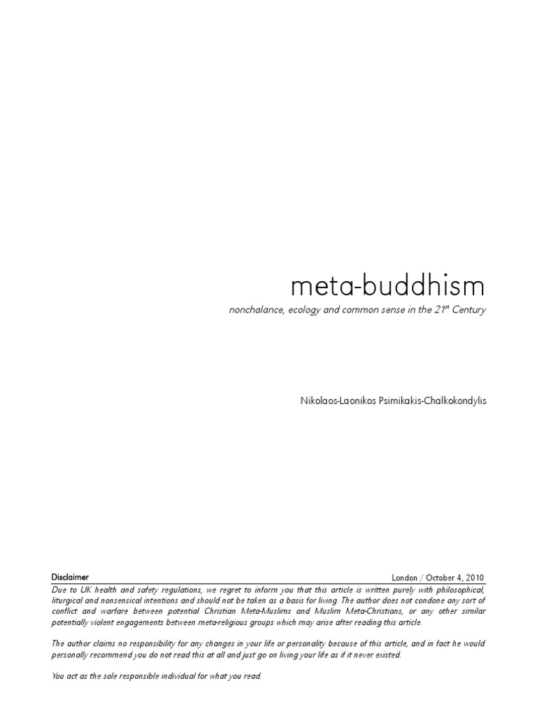 Understanding Meta-Buddhism Principles | PDF | Religious Belief And ...