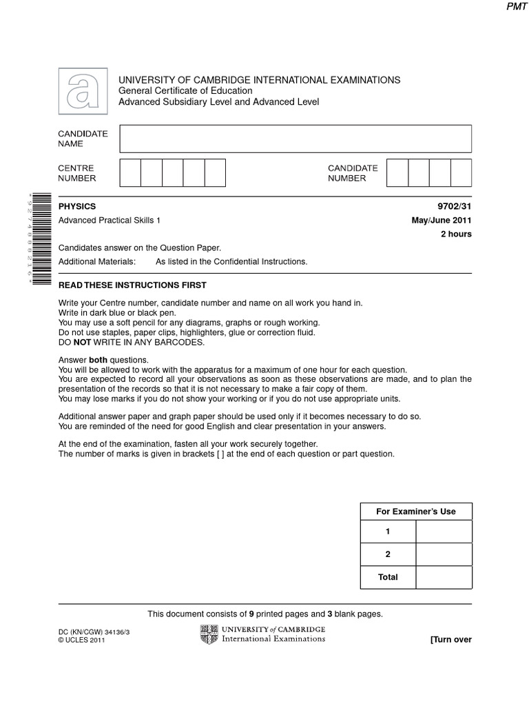 June 2011 (v1) QP - Circuit Characteristics - Balancing Metre Rule | PDF