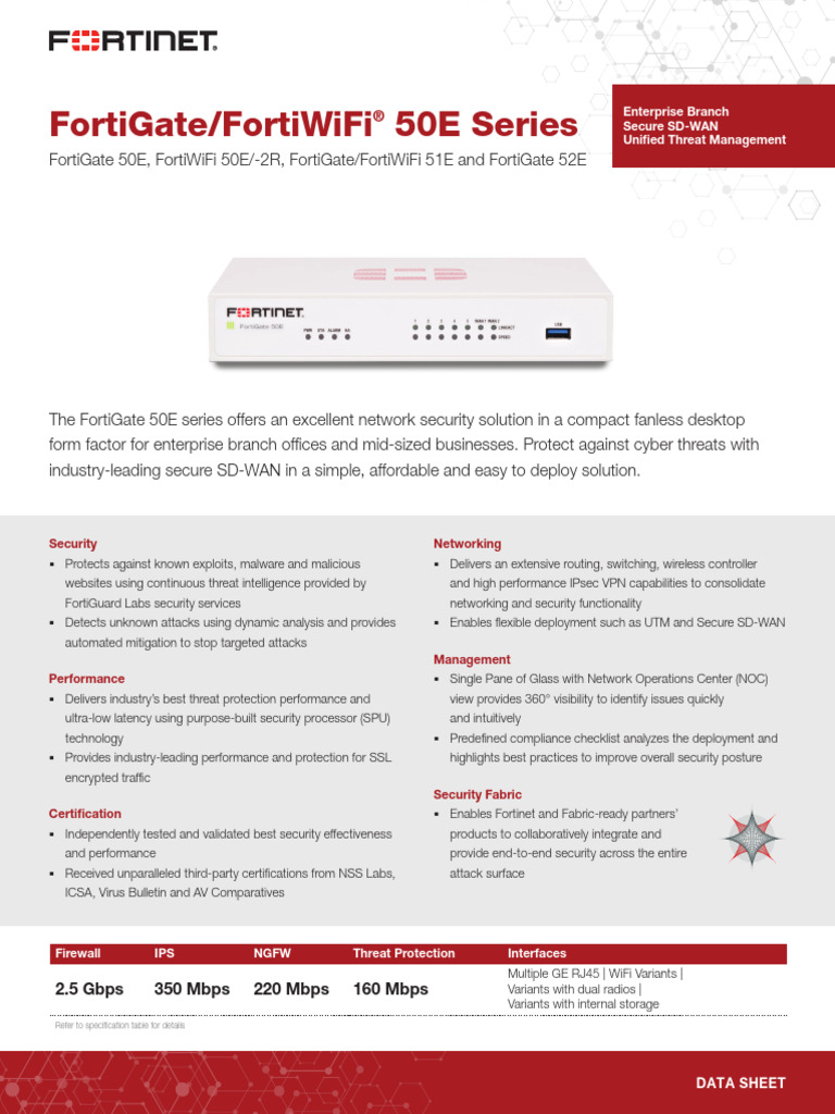 FortiGate FortiWiFi 50E Series | PDF | Computer Network | Transport ...