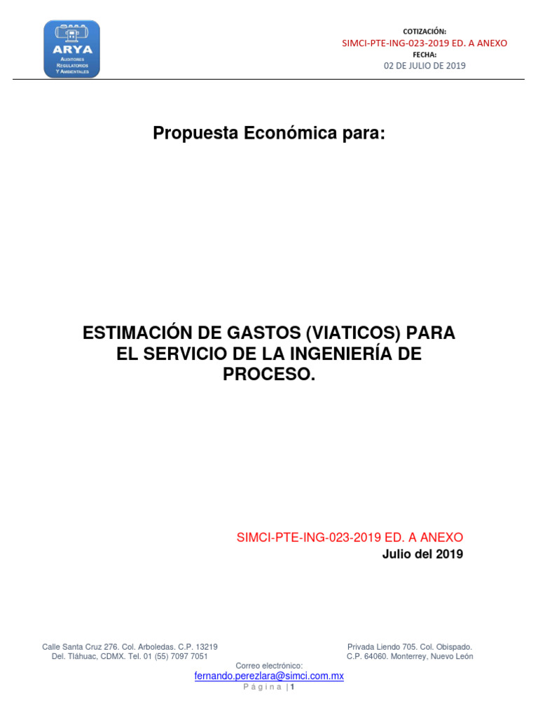 Simci Pte Ing 023 2019 Ed. A Anexo | PDF