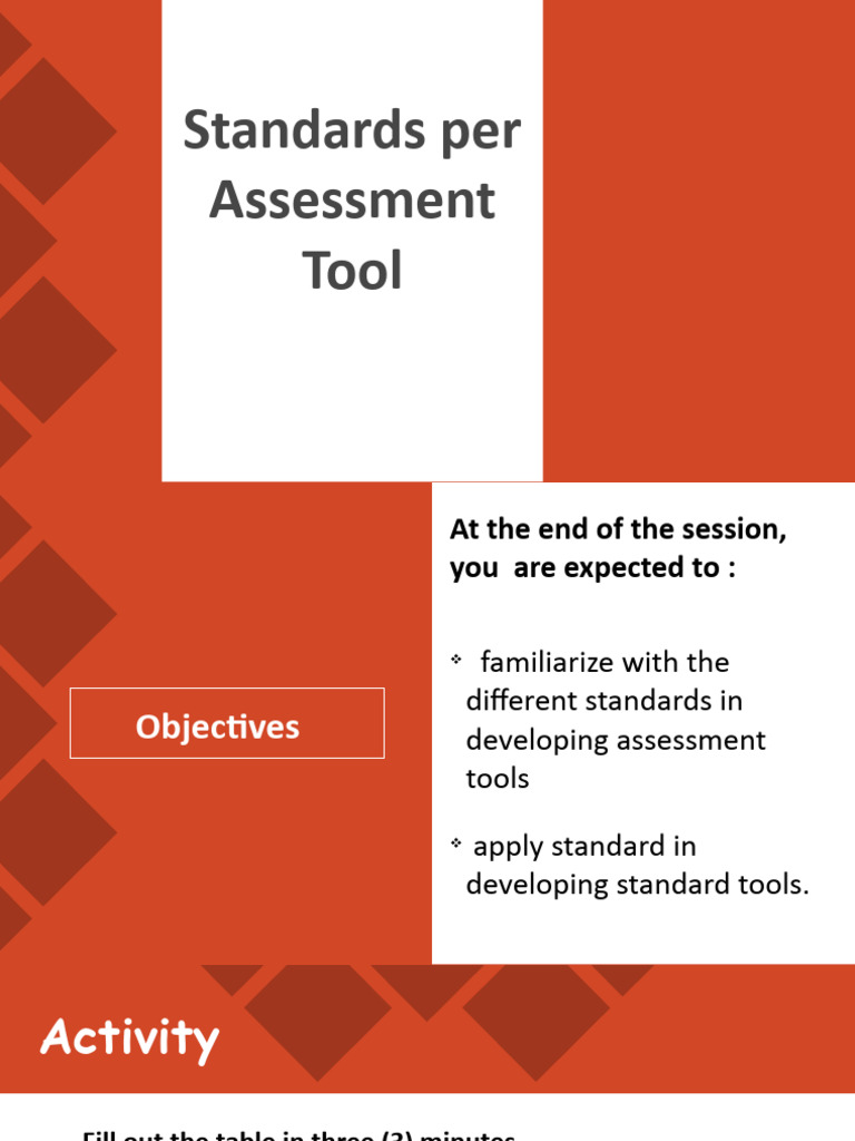 6 - Standards Per Asssessment Tool | PDF | Multiple Choice ...