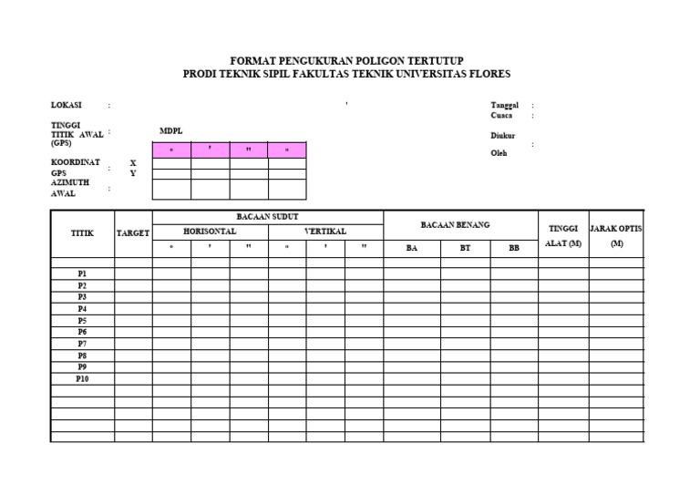 TABEL PRAKTEK UKUR TANAH | PDF