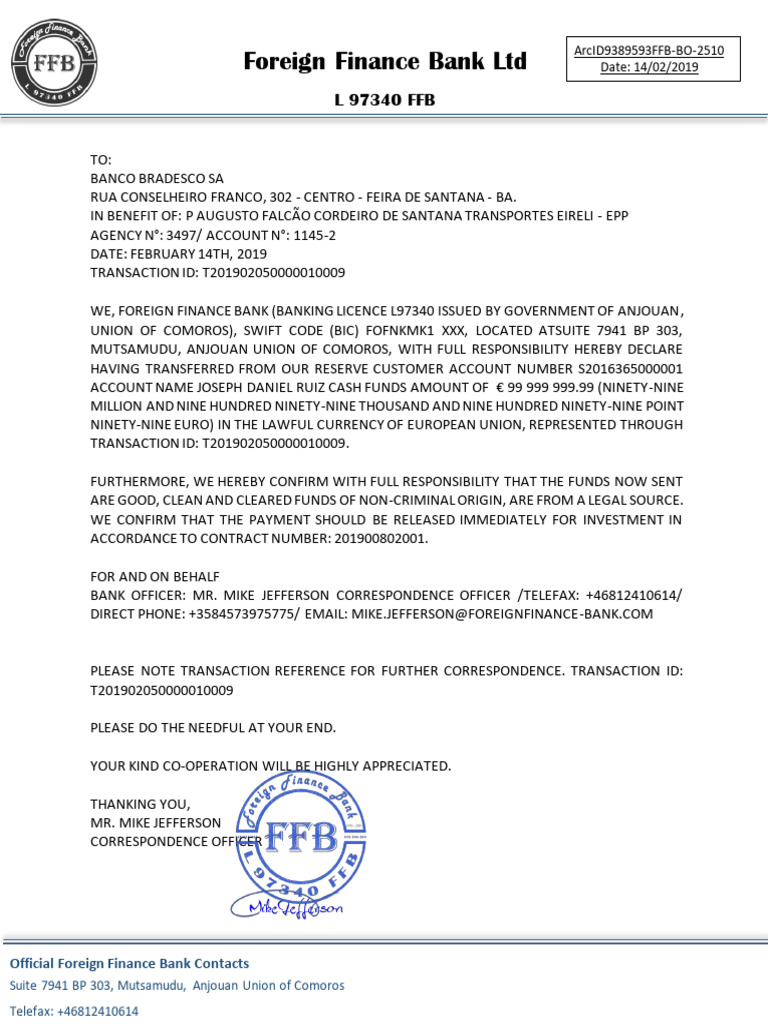 Bradesco Transaction Confirmation Notice | PDF
