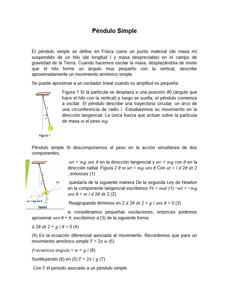 Péndulo Simple | PDF | Péndulo | Mecánica