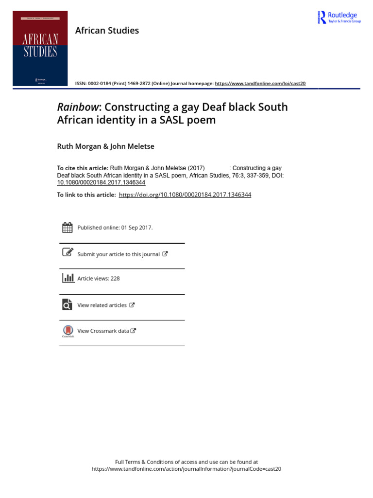Rainbow Constructing A Gay Deaf Black South African Identity in A SASL ...