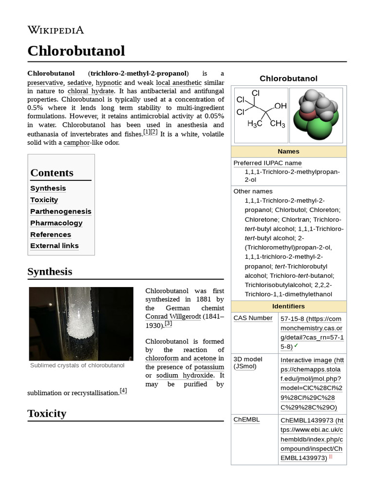 Chlorobutanol | PDF | Chemistry | Chemical Substances
