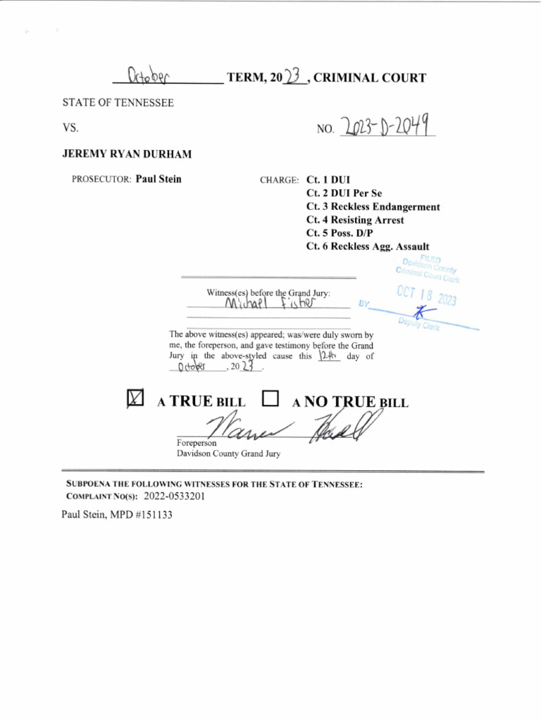 Jeremy Durham Indictment | PDF