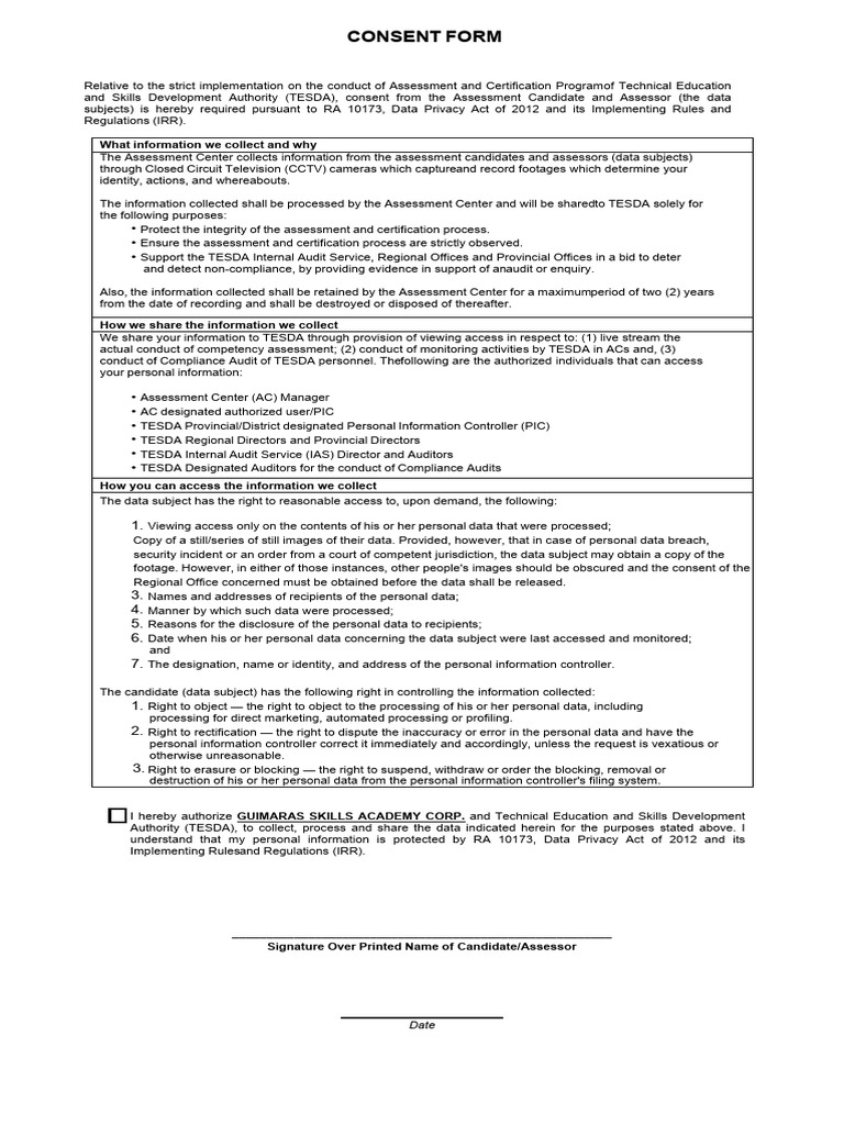 Consent Form: What Information We Collect and Why | PDF | Audit ...