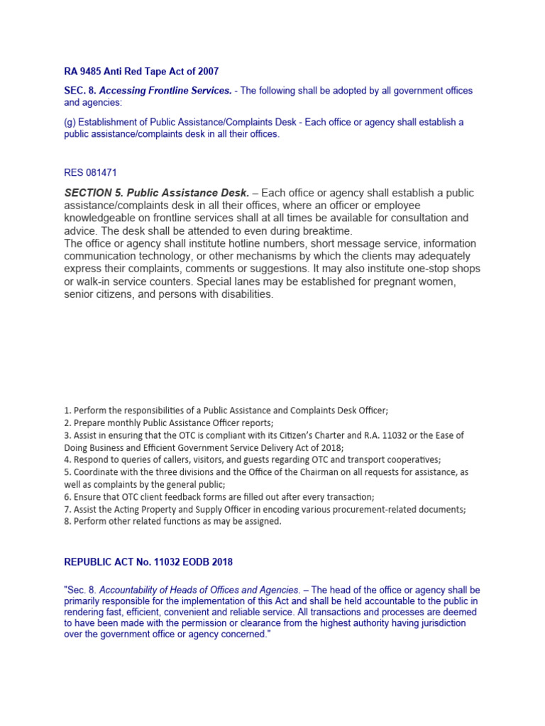 RA 9485 Anti Red Tape Act of 2007 | PDF | Government | Justice