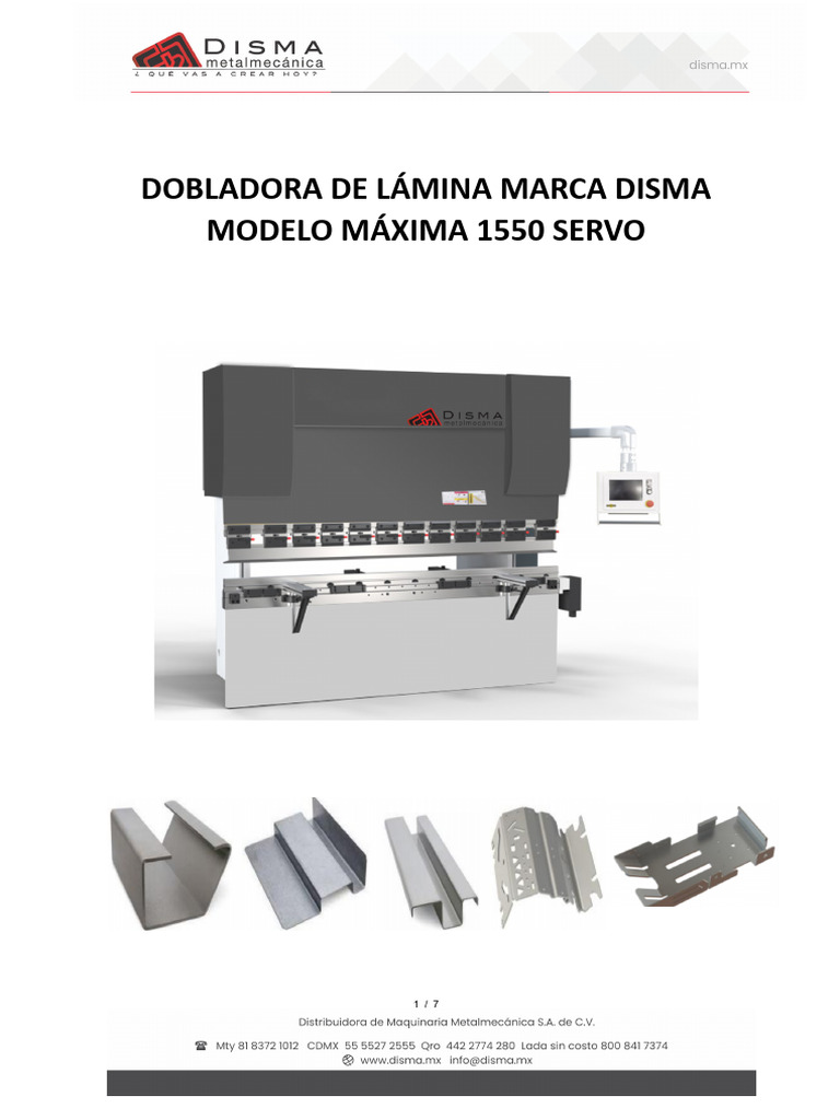 Dobladora de Lámina DISMA Máxima 1550 Servo | PDF | Control numerico ...