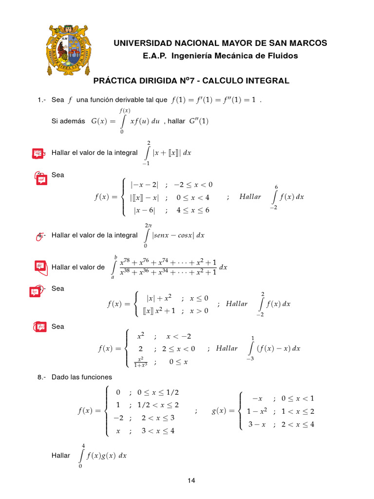 Practica #7 de Integrales | PDF | Integral | Funciones y mapeos