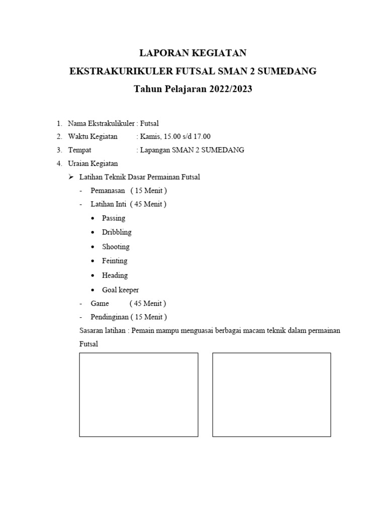 Laporan Kegiatan Ekskul Futsal | PDF