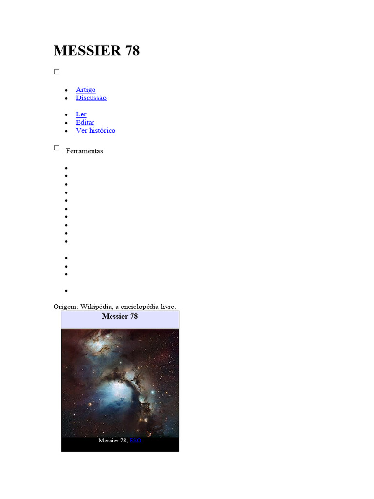 Messier 78 | PDF | Objetos astronômicos | Estrelas