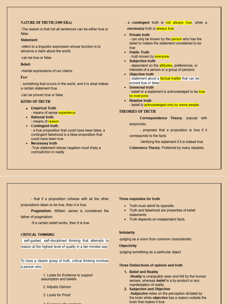 REVIEWER | PDF | Truth | Theory