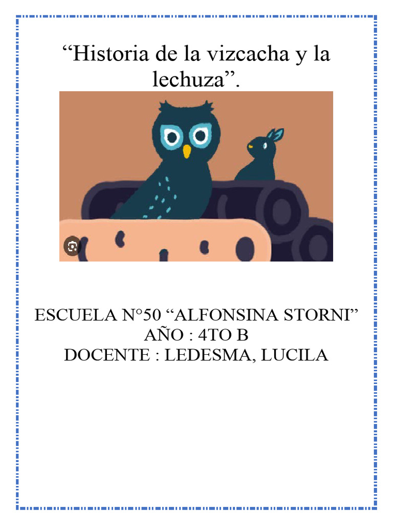 Historia de La Vizcacha y Lechuza Lista | PDF | Cuentos | Narración Historia de La Vizcacha y Lechuza Lista | PDF | Cuentos | Narración