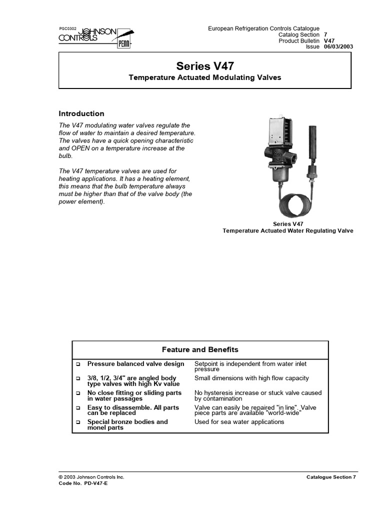 V47 Datasheet | PDF | Valve | Water