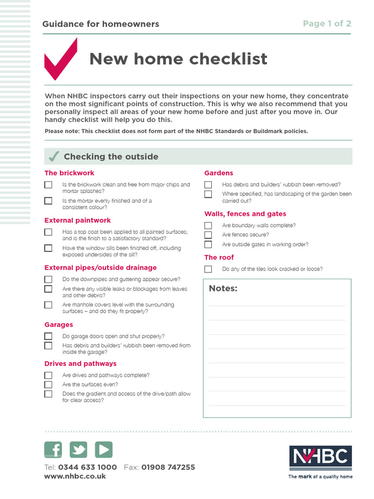 View The New Home Checklist | PDF | Door | Window