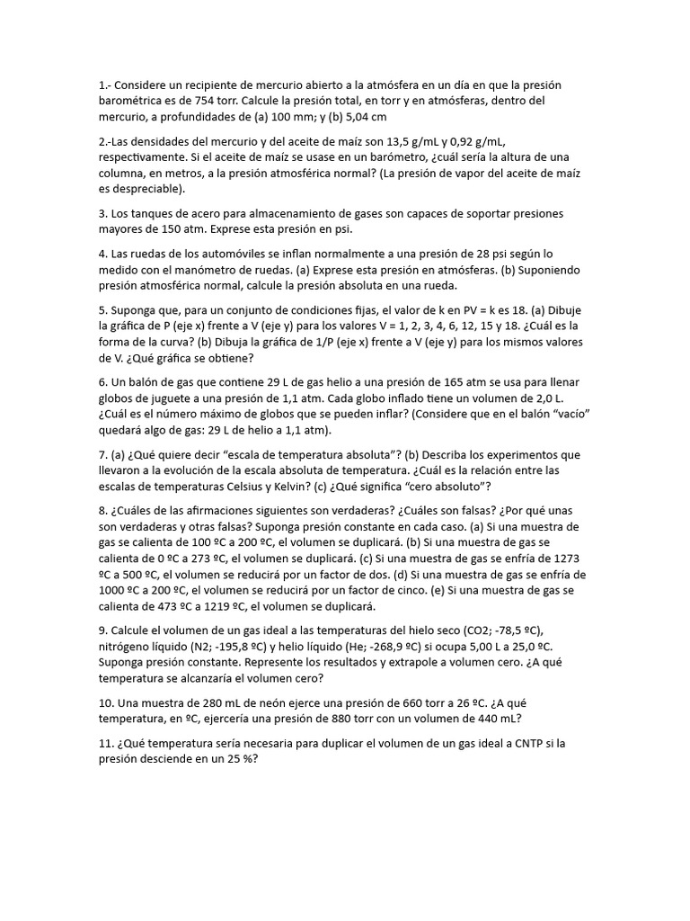 Problemas Pc4 | PDF | Gases | Presión