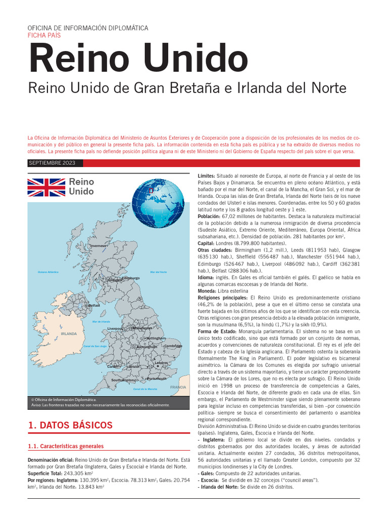 Ficha del Reino Unido: Datos y Características | PDF | Brexit | Reino Unido