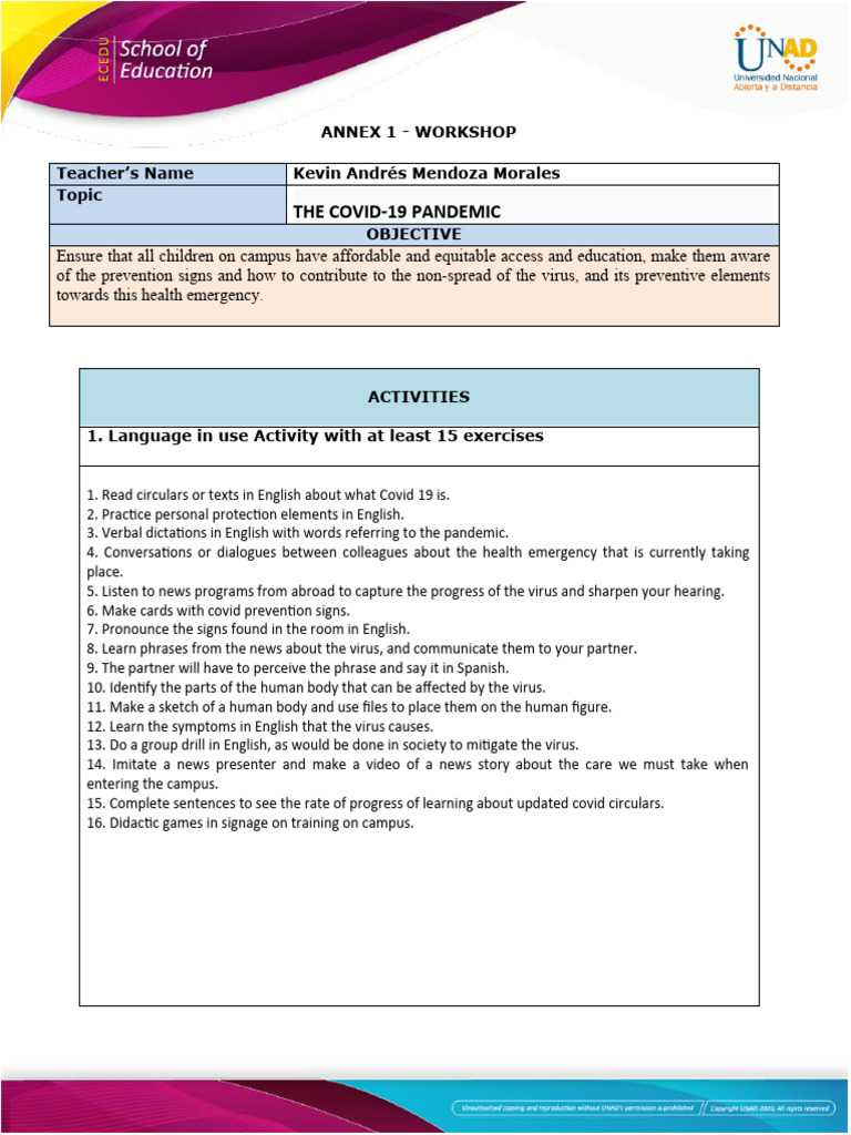Annex 1 - Workshop | PDF | English Language | News Annex 1 - Workshop | PDF | English Language | News