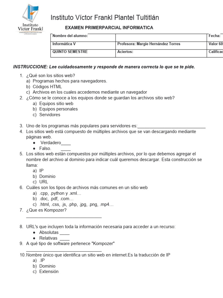 EXAMEN-INFORMATICA-5.docx-noordinario | PDF