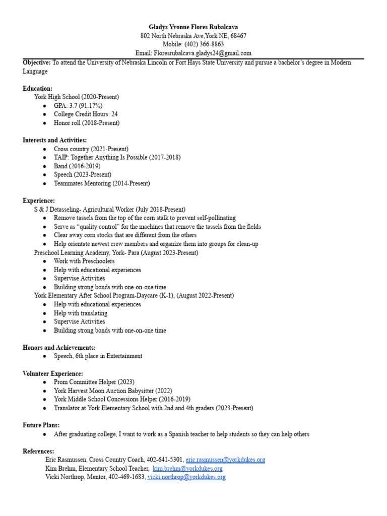 Gladys Yvonne Flores Rubalcava Resume 2022 | PDF