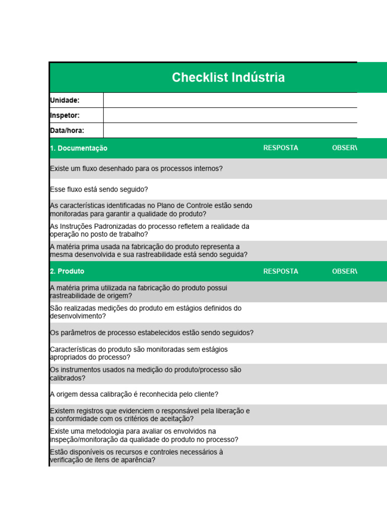 Modelo Checklist Industria | PDF | Qualidade (negócios) Modelo Checklist Industria | PDF | Qualidade (negócios)