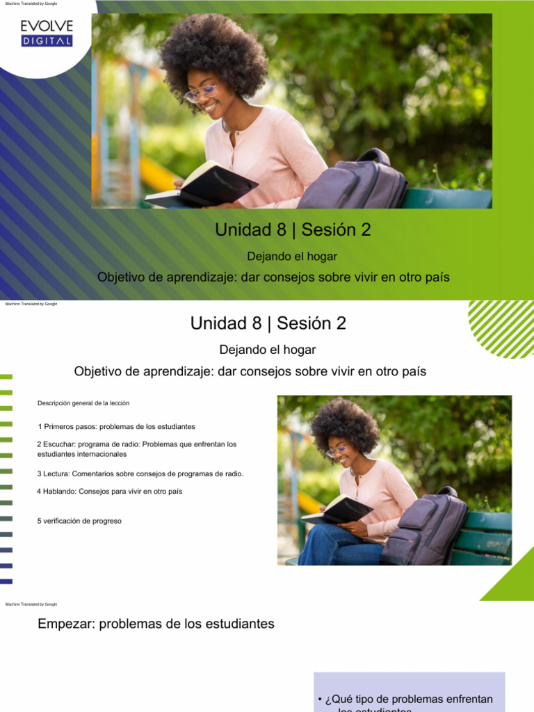 Unidad 8 - Sesión 2: Objetivo de Aprendizaje: Dar Consejos Sobre Vivir en Otro País | PDF ...