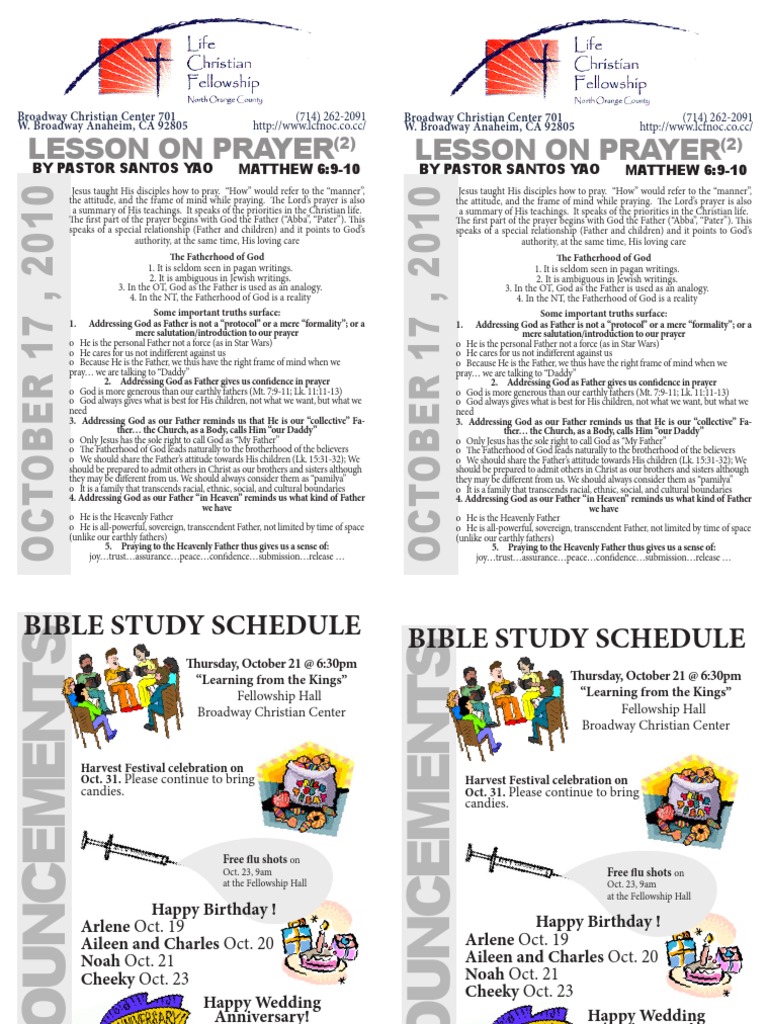 Lesson On Prayer Lesson On Prayer: by Pastor Santos Yao by Pastor ...