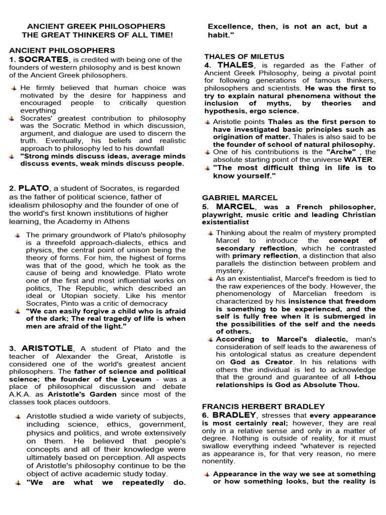 Ancient Greek Philosophers | PDF | Phenomenology (Philosophy) | Reason