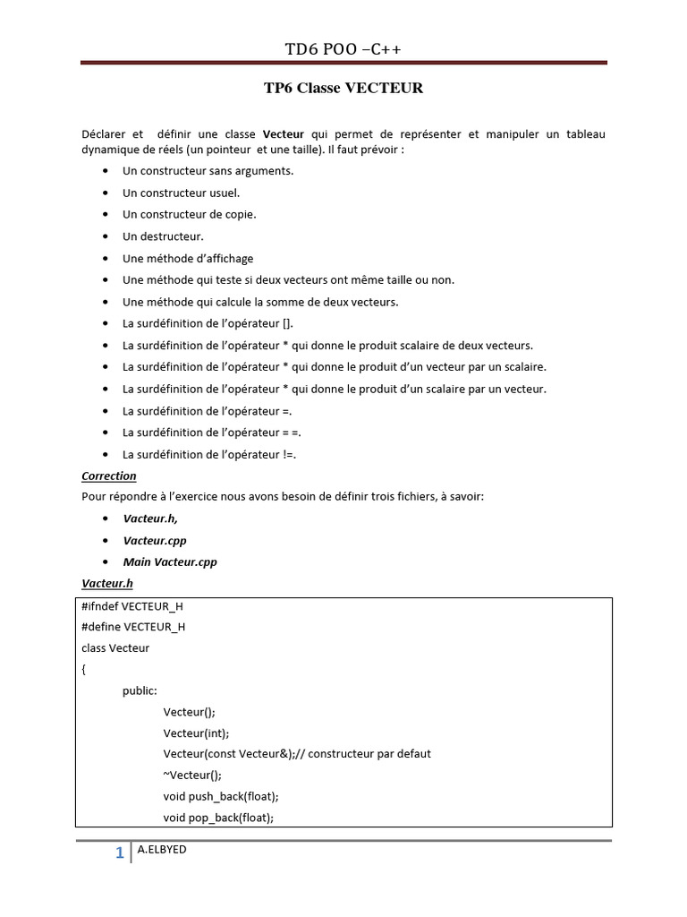 TP6 C++ Vecteur-Correction | PDF