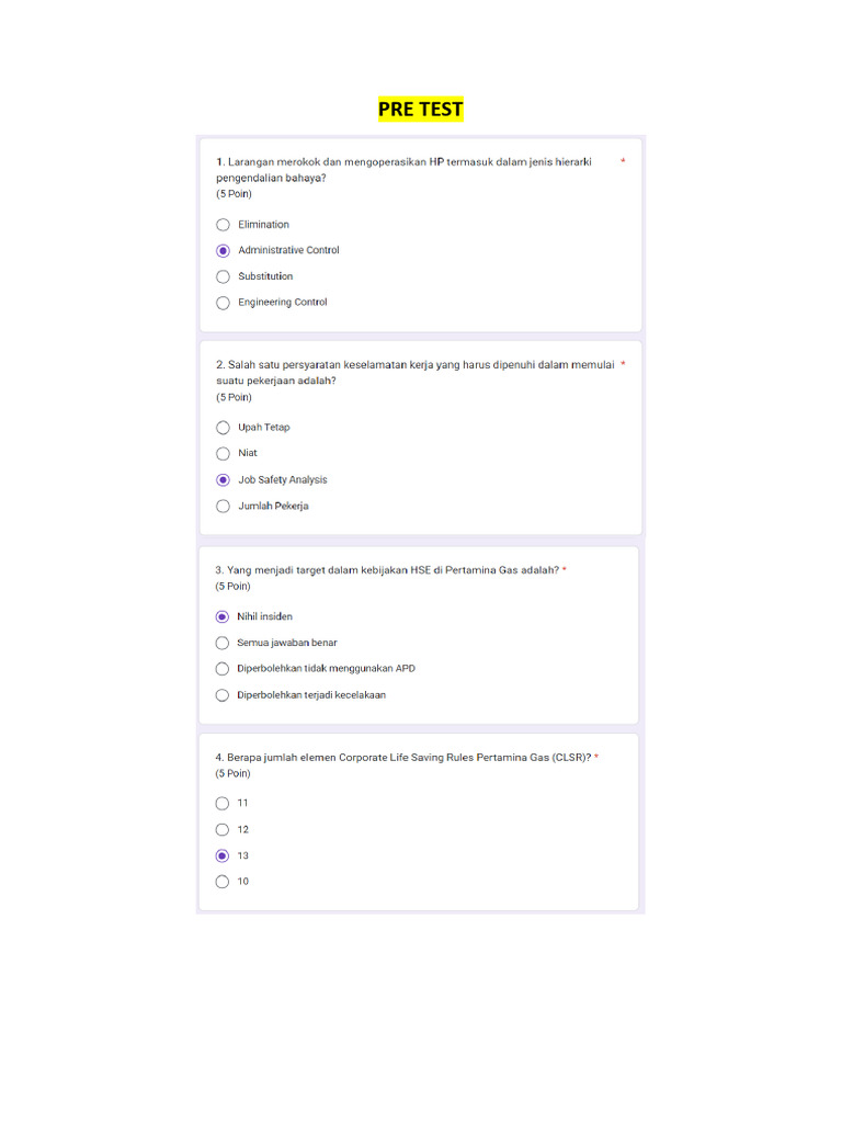Pre Dan Post Test BST | PDF