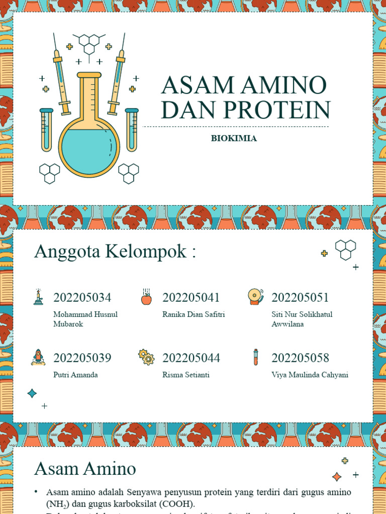 Kel 1 Biokimia PPT Asam Amino Dan Protein | PDF | Sains & Matematika
