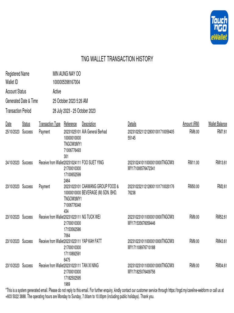 TNG Ewallet Transactions | PDF | Payments | Mobile Telecommunications ...