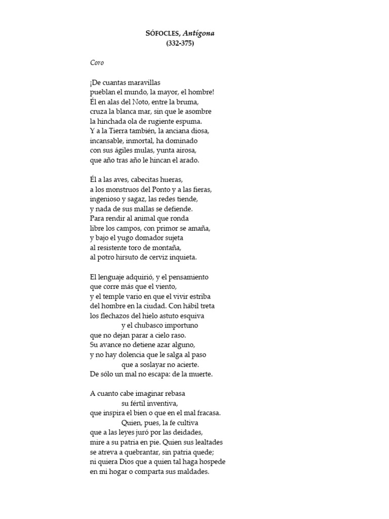 Sófocles-Himno al hombre | PDF