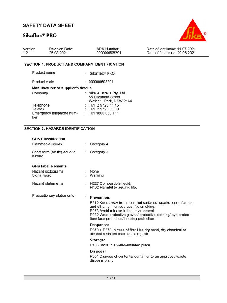Sikaflex PRO SDS | PDF