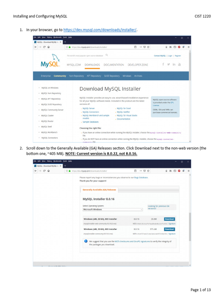 Installing MySQL | PDF | Screenshot | System Software